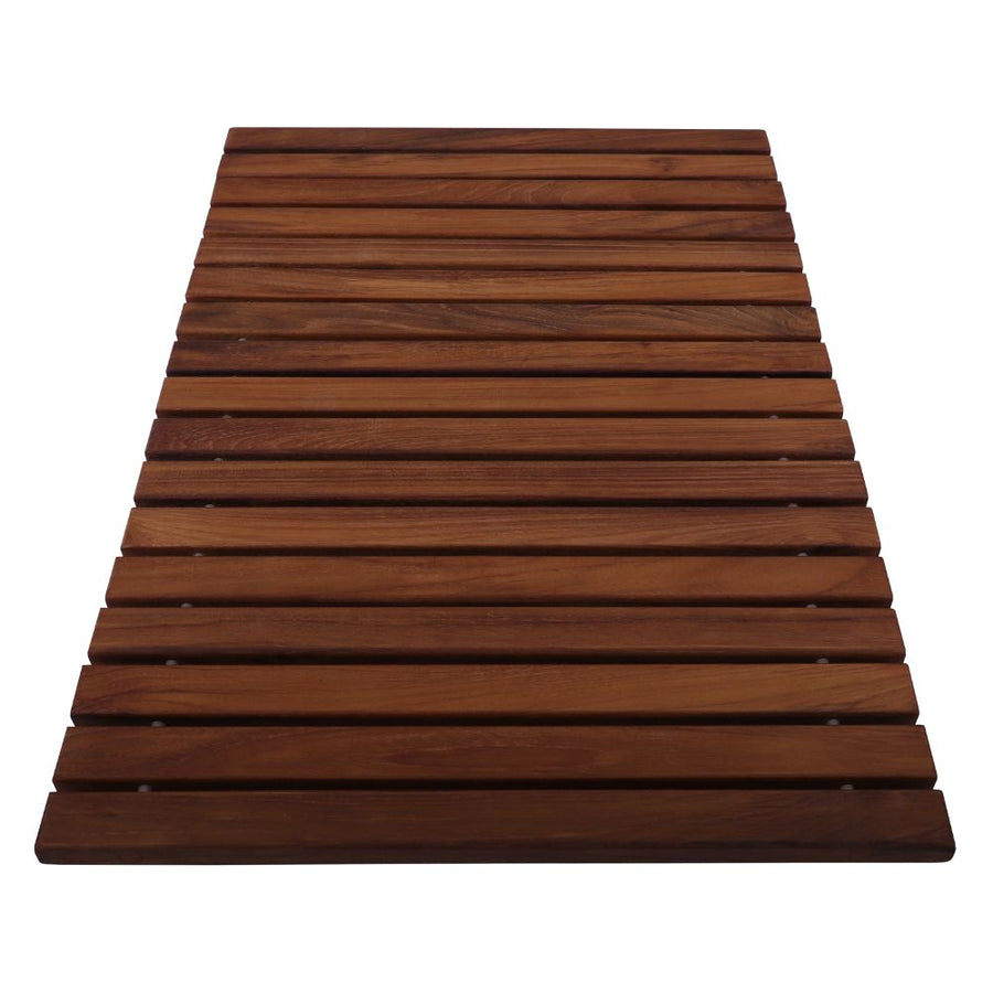 Sunriver Oiled Teak Shower and Bath String Mat with Rubber Feet 23.62"