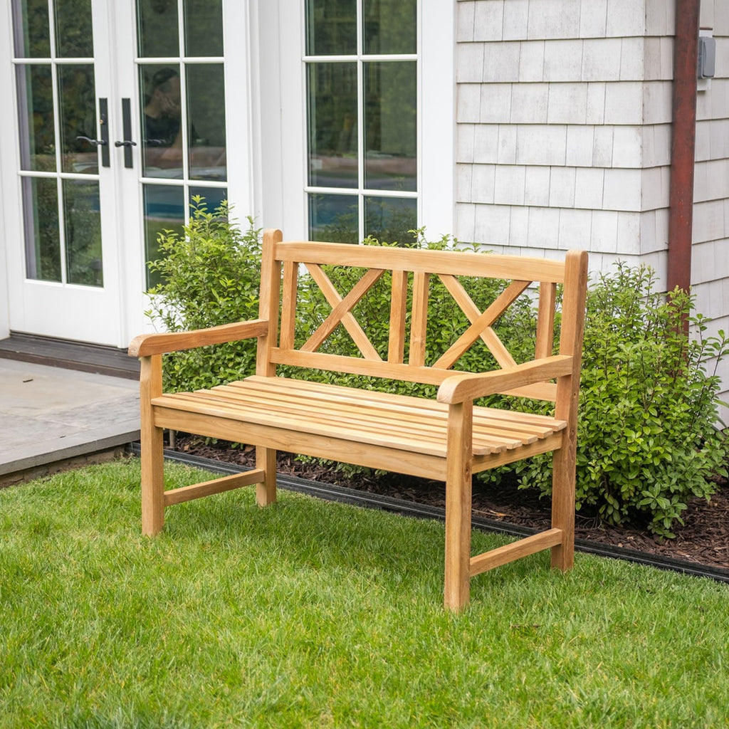 Barbados Natural 2 Person Outdoor Teak Wood Bench