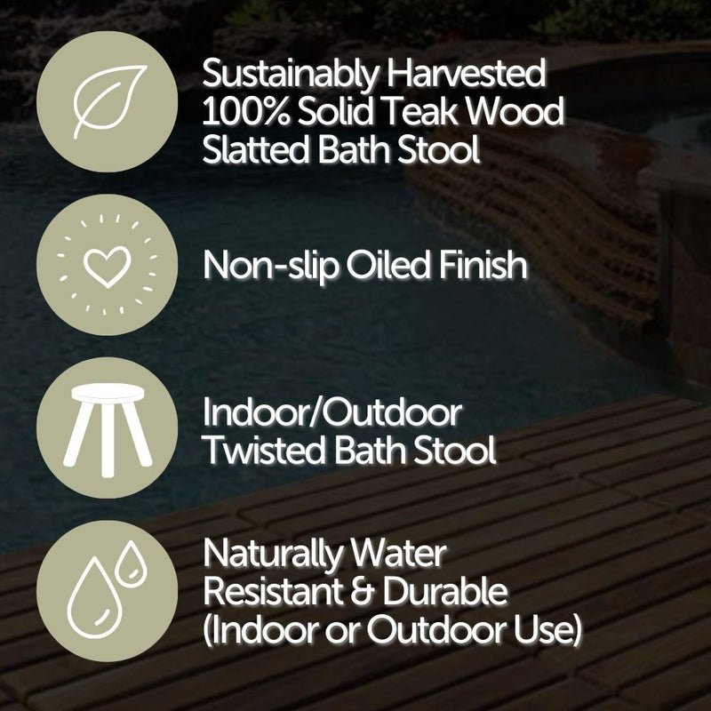 Teak Wood Danish Slatted Stool