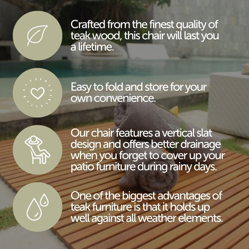 Sierra Natural Teak Outdoor Folding String Seat