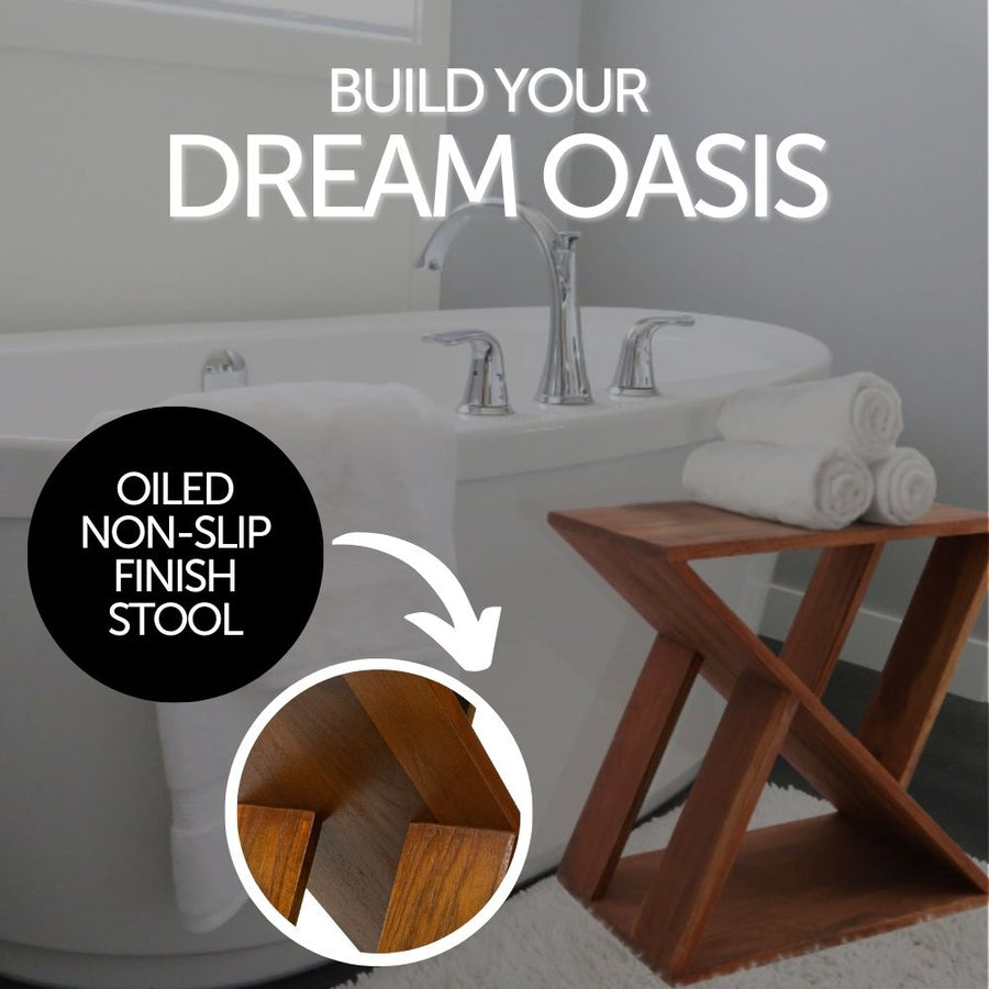 Teak Wood Danish Slatted Stool