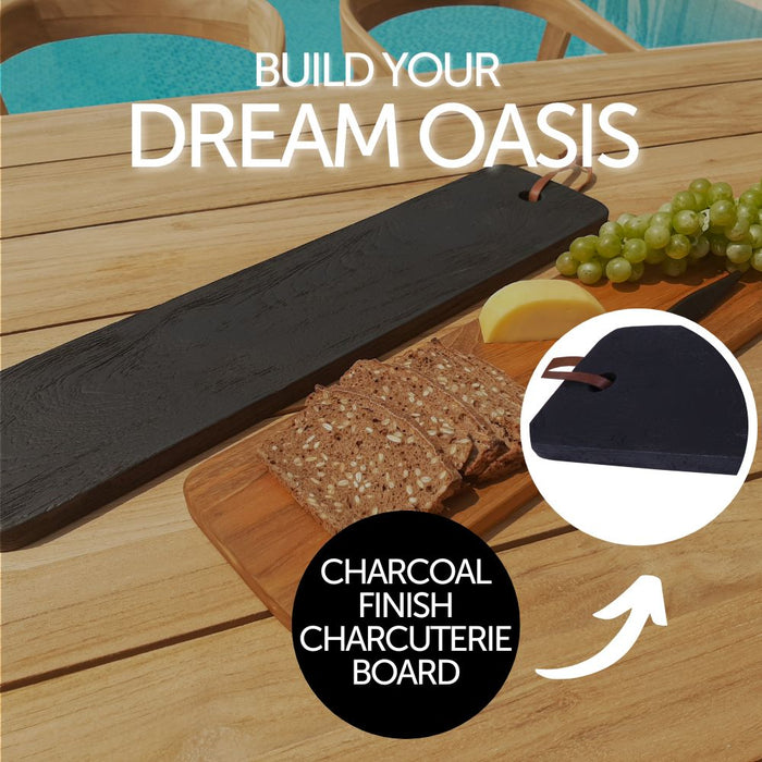 Charcoal Teak Charcuterie/Cutting Board 24"