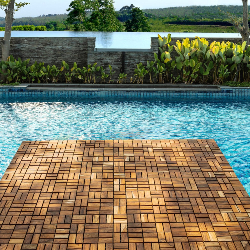 Premium Quality 100% Teak Wood Tiles | Easy No-Tool Interlocking Tiles