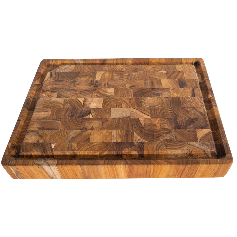 Adobe Checkered Teak Wood Cutting Board - 15"