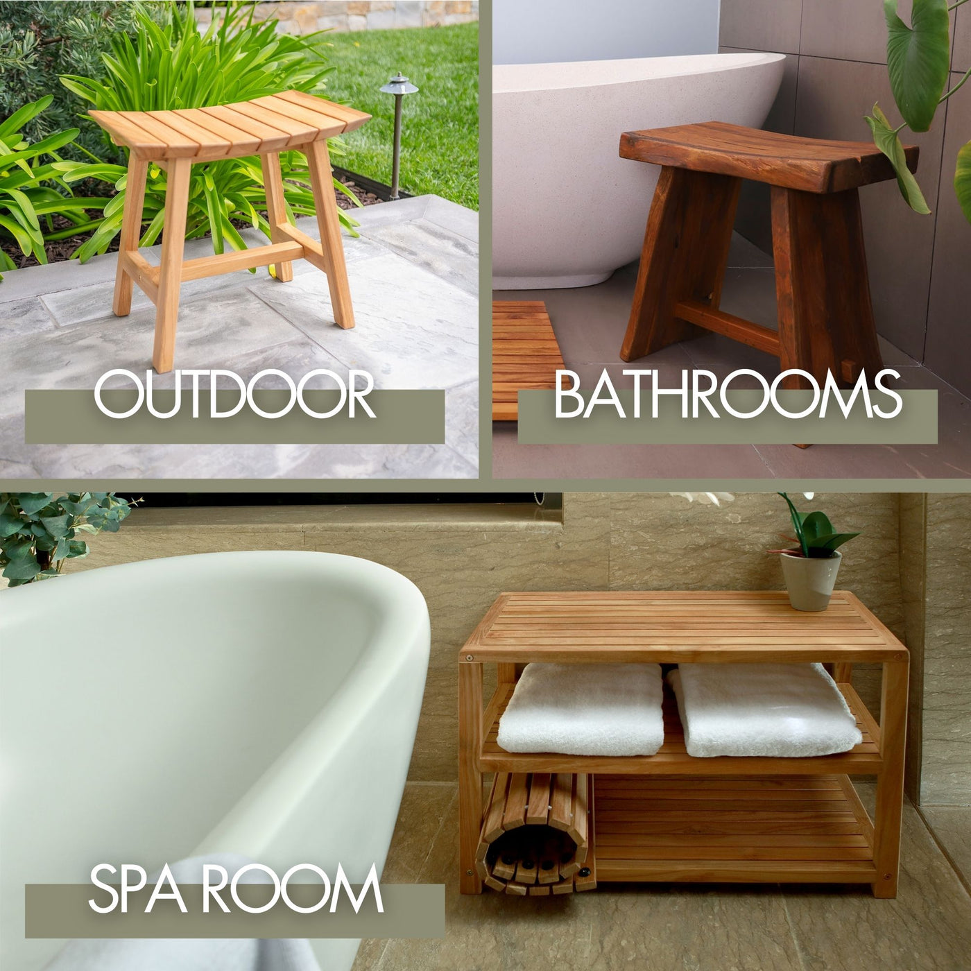 Teak Wood Danish Slatted Stool