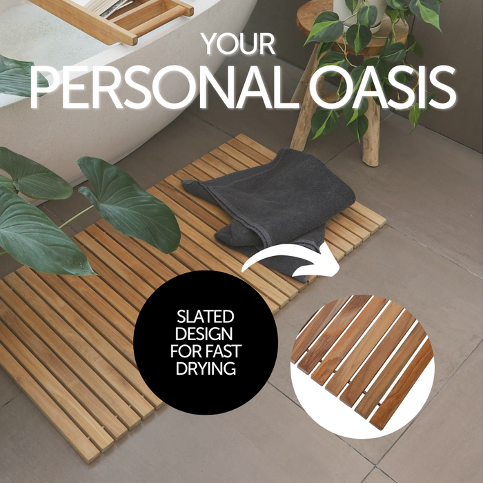 Teak Wood Sand Point Natural String Mat 40″ x 20″