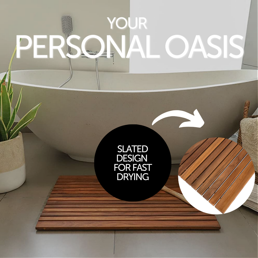 Belize Oiled String Mat with Rubber Feet and Wide End Slat 31.4" x 19.