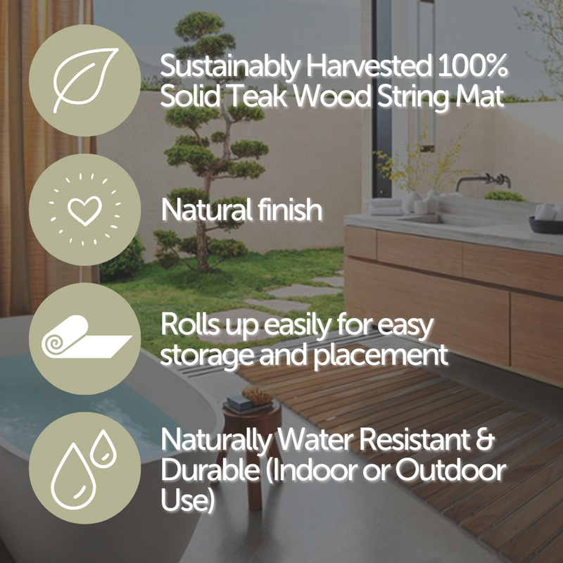 Teak Wood Sand Point Natural String Mat 40″ x 20″