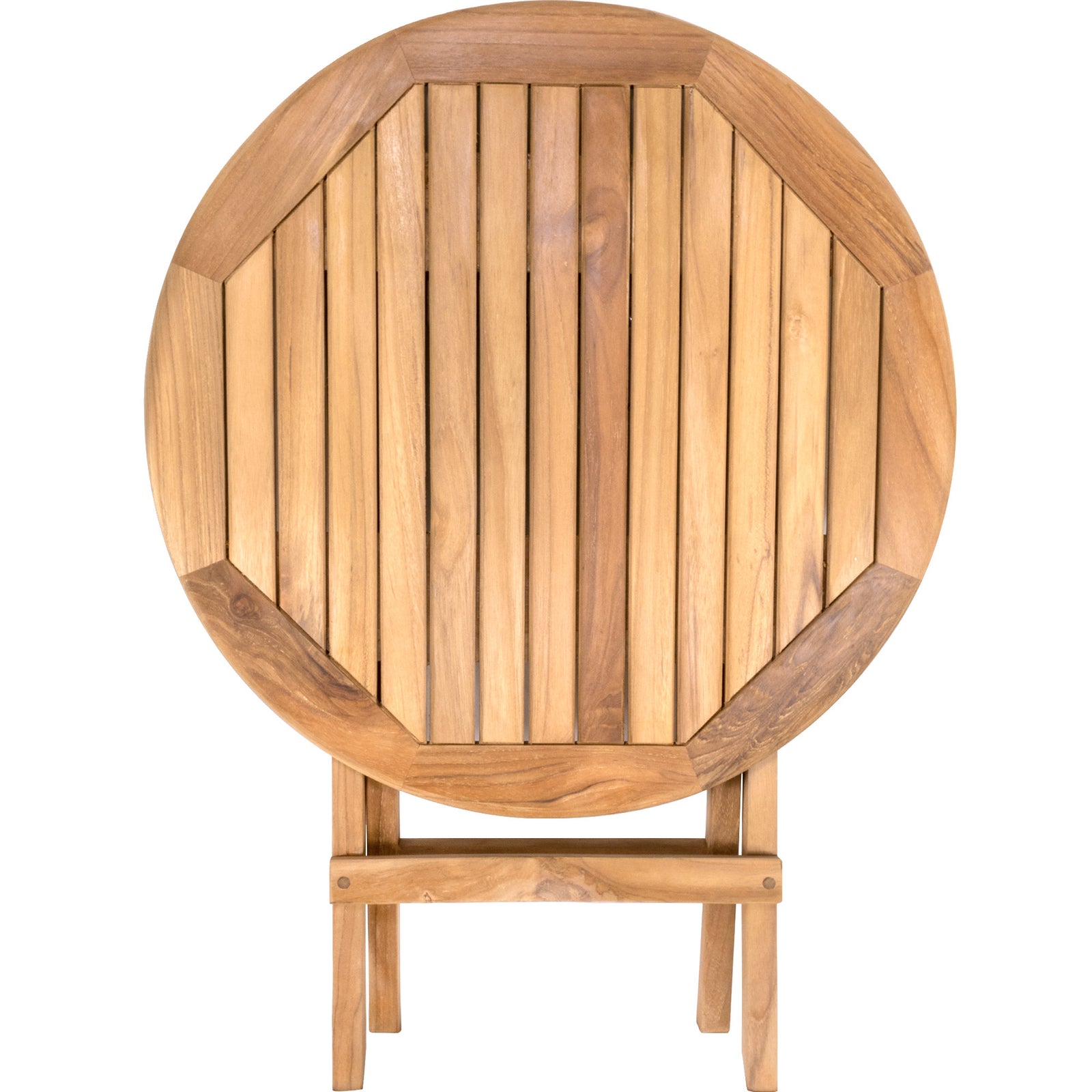 Ruger Natural Teak Outdoor Round Folding Side Table - 20"