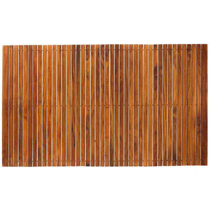 Spokane Extra Large Oiled Teak Shower and Bath String Mat with Rubber